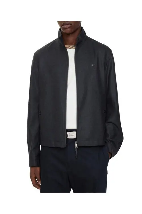 Burberry Wool Harrington Jacket - Brisk Grey