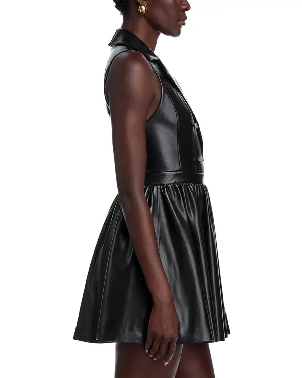 Alice + Olivia Emmy Faux Leather Mini Dress - Black - 60% Off | Editorialist