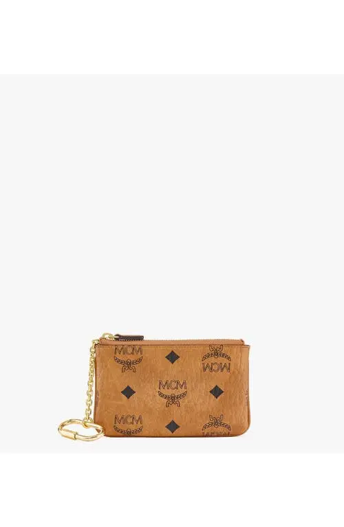 Mcm Key Pouch In Visetos Original - Cognac