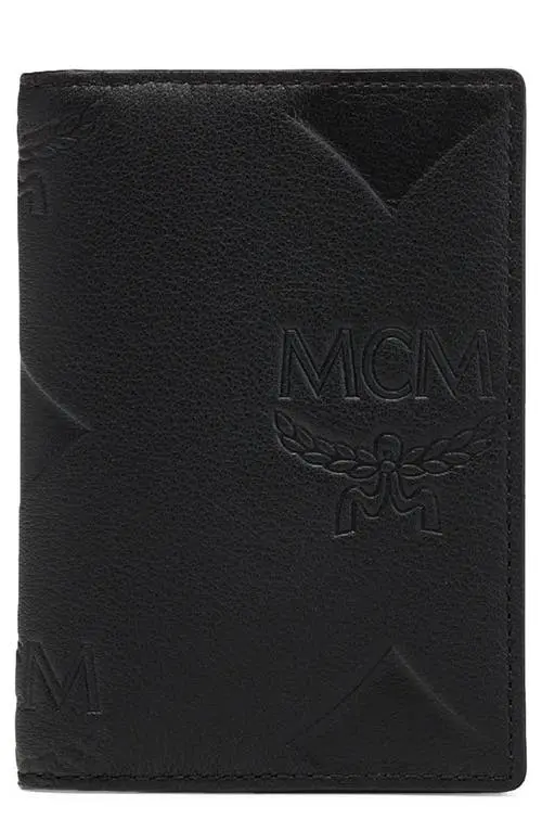 Mcm Aren Bifold Card Wallet In Maxi Monogram Leather - Black
