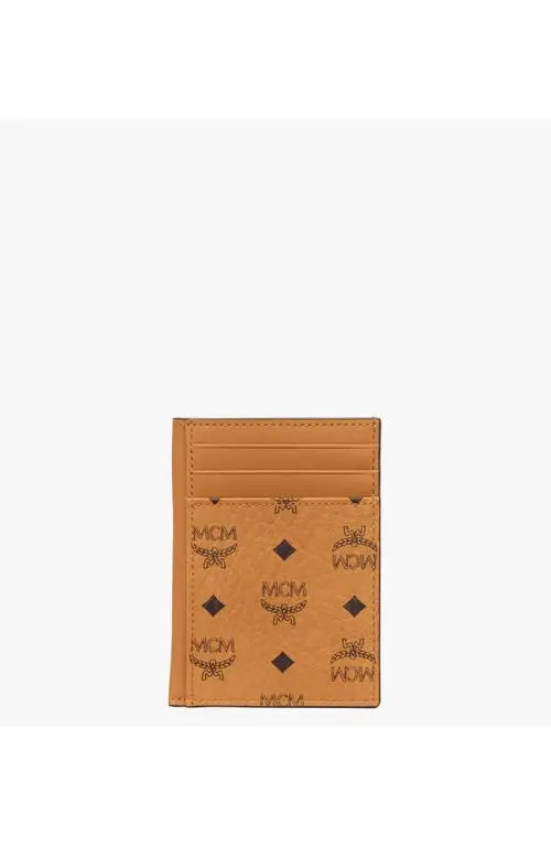 Mcm N/s Card Case In Visetos Original - Cognac