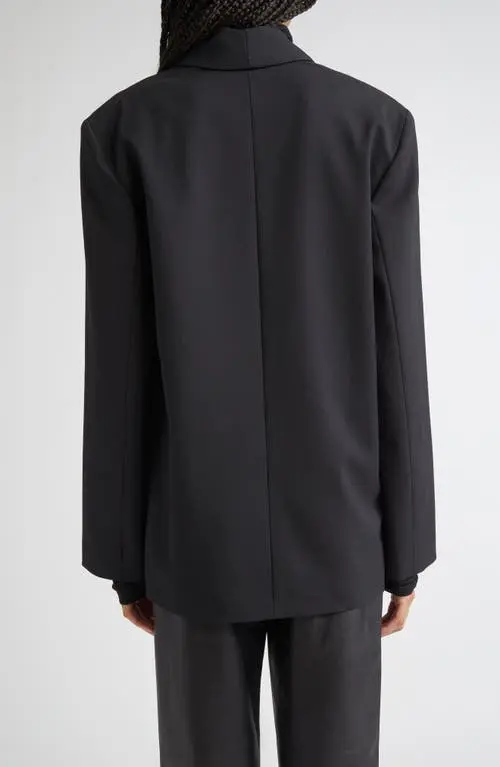 Loulou De Saison Sancia Double Breasted Stretch Virgin Wool Blazer - Black