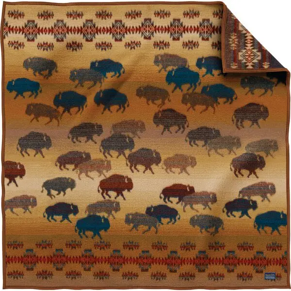 Pendleton Prairie Rush Hour Virgin Wool & Cotton Throw - Prairie Rush Hour Gold
