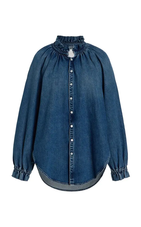 Citizens Of Humanity Loretta Ruffled Denim Shirt - Medium Wash