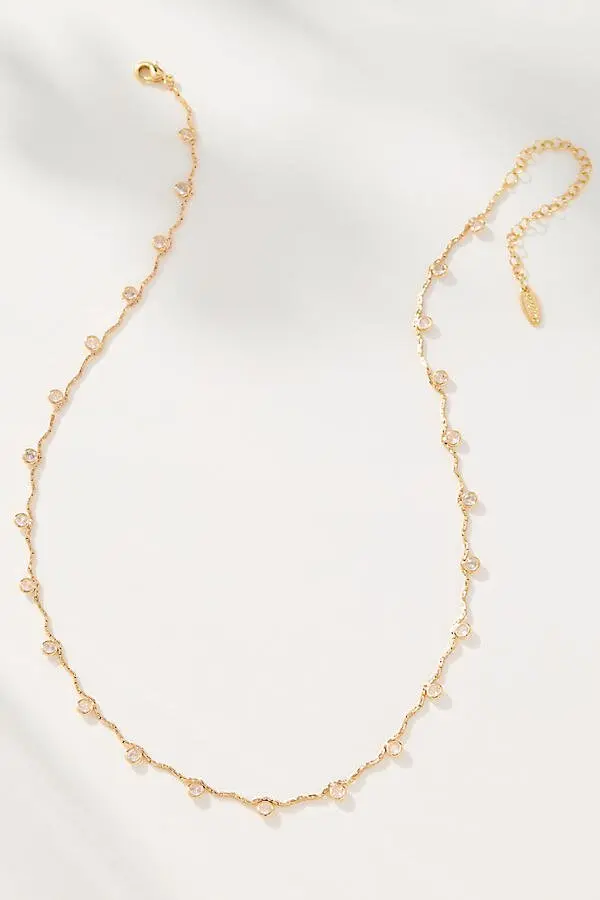 Anthropologie Crystal Necklace - Gold