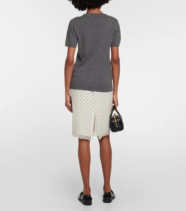Miu Miu Logo Cashmere Sweater - Grey