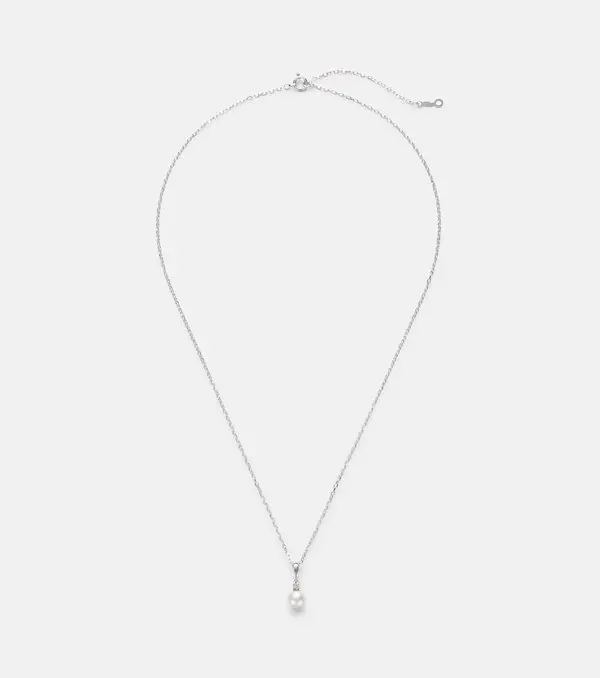 Mikimoto 18kt White Gold Necklace With Pearl And Diamond - Silver