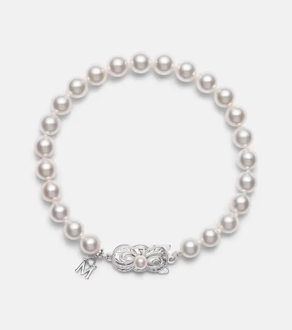 Mikimoto 18kt White Gold Bracelet With Akoya Cultured Pearls - Silver
