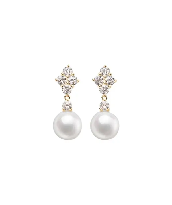 Mikimoto 18kt Drop Earrings With Pearls And Diamonds