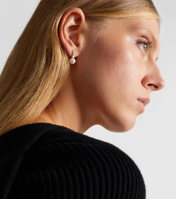 Mikimoto 18kt Drop Earrings With Pearls And Diamonds