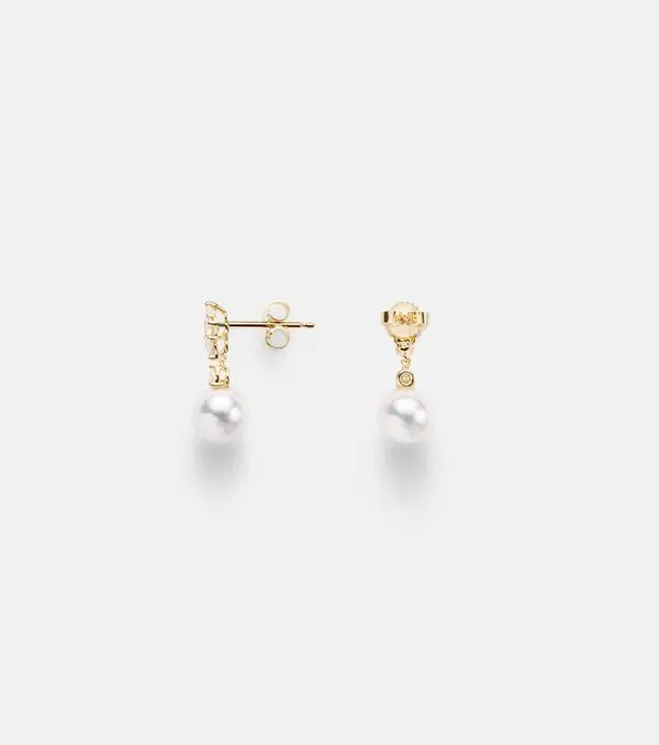 Mikimoto 18kt Drop Earrings With Pearls And Diamonds