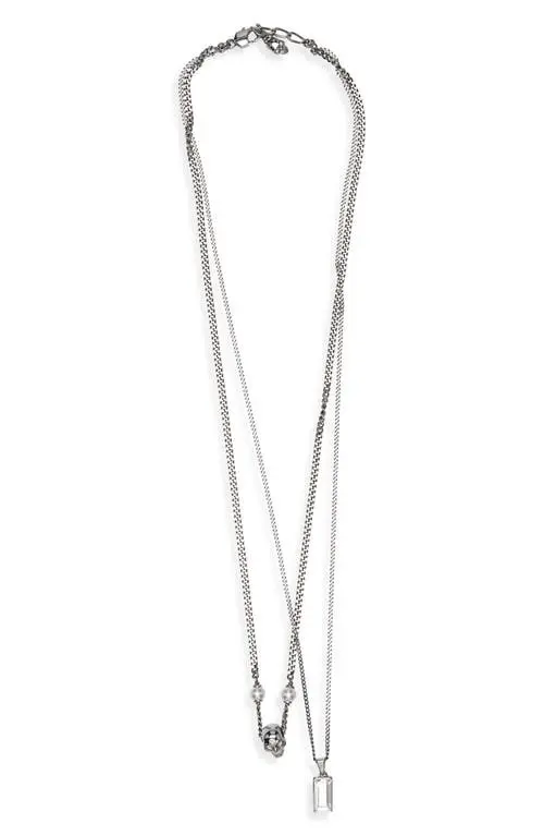 Alexander McQueen Skull, Crystal And Faux Pearl Layered Necklace - 1221 0926/cry/pearl