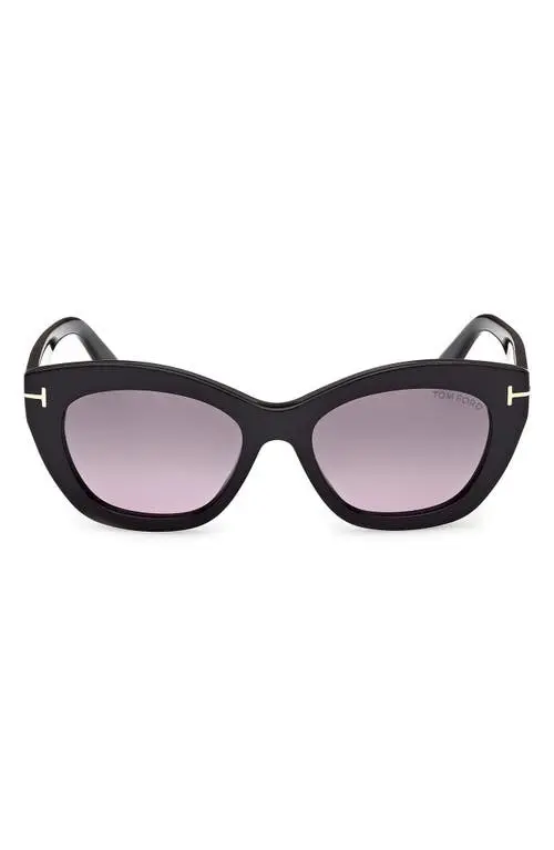 TOM FORD Linda Butterfly Sunglasses - Shiny Black/purple Lenses