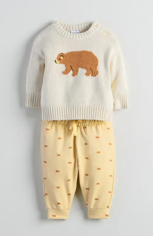 Nordstrom Cozy Icon Sweater And Joggers Set - Beige Heather- Tan Bears