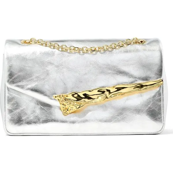 Alexis Bittar Angular Leather Shoulder Bag - Silver