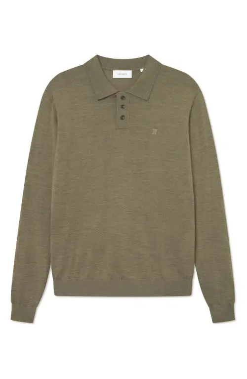 LES DEUX Greyson Long Sleeve Wool Polo Sweater - Military Olive