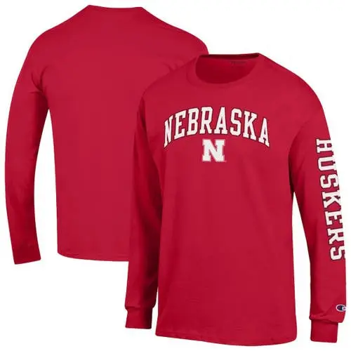 Champion Nebraska Huskers Arch Over Logo 2-hit Long Sleeve T-shirt - Scarlet