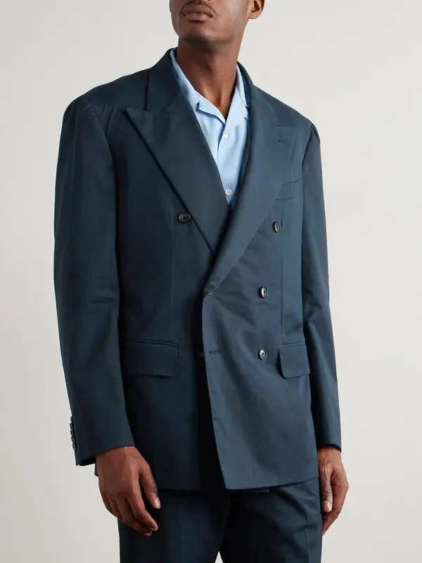UMIT BENAN Pietro Double-breasted Cotton-blend Twill Suit Jacket