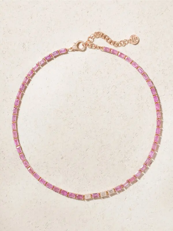 Shay 18-karat Rose Gold Sapphire And Diamond Tennis Necklace - Pink