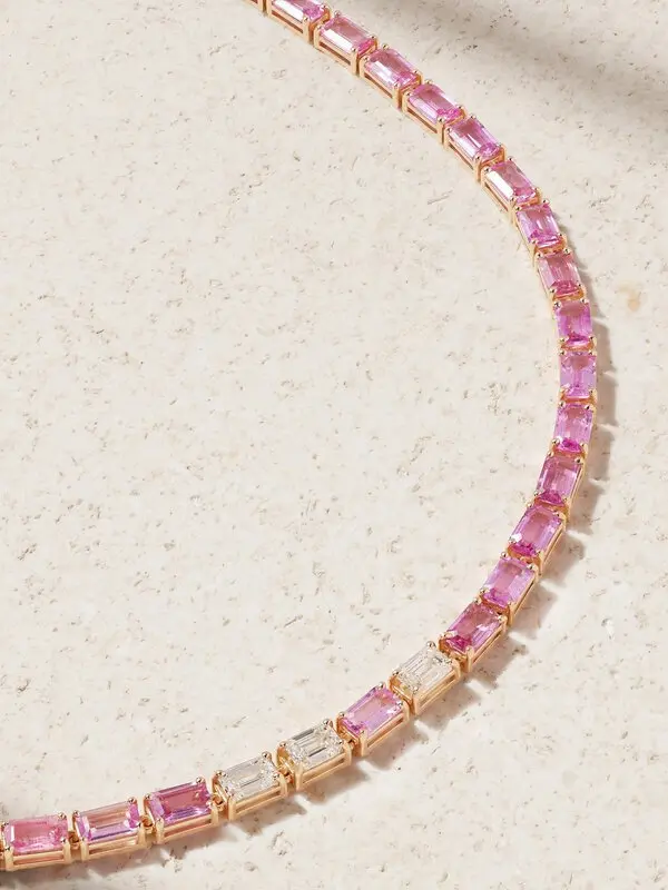 Shay 18-karat Rose Gold Sapphire And Diamond Tennis Necklace - Pink