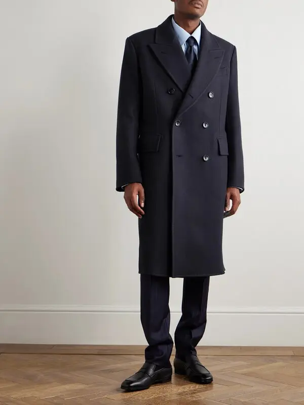 TOM FORD Double-breasted Wool Overcoat - Blue