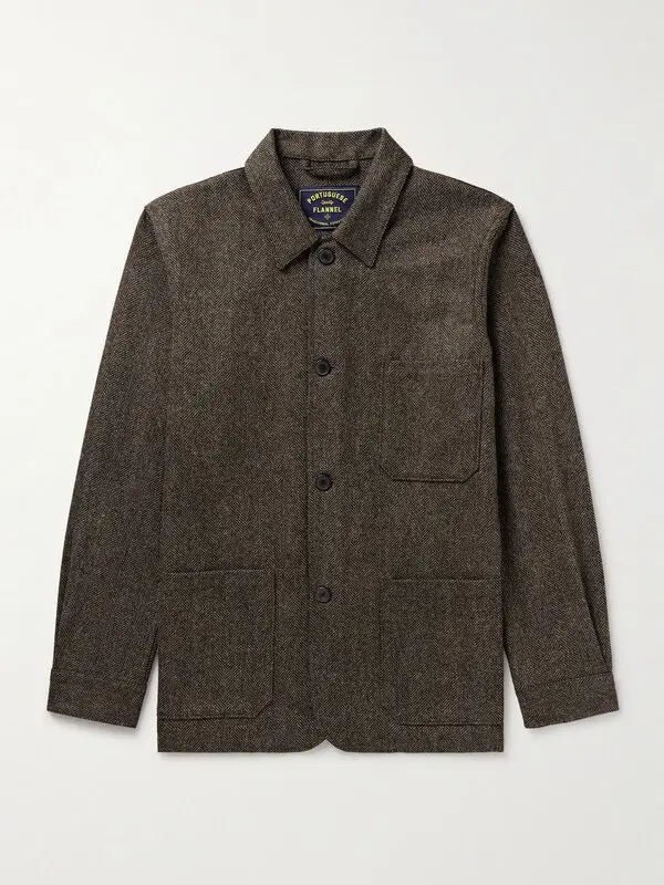 Portuguese Flannel Labura Herringbone Virgin Wool Jacket