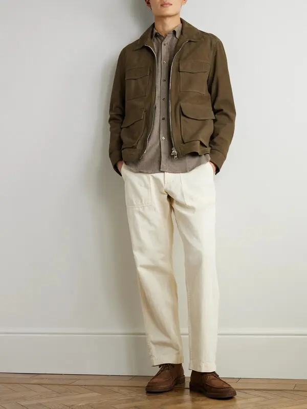 Portuguese Flannel Espiga Herringbone Cotton Shirt - Brown