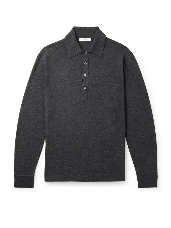 Mr P. Merino Wool Polo Shirt - Gray