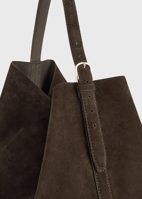 TOTEME Belted Suede Tote - Brown