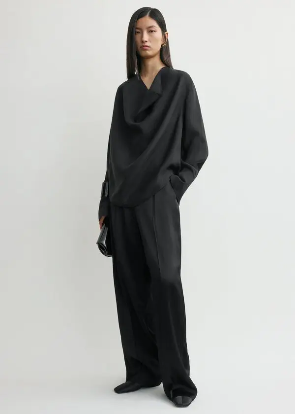 TOTEME Oversized Blouse With Cowl Neckline - Black