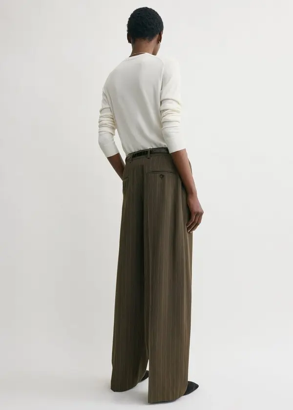 TOTÊME Wide Pinstriped Trousers - Pepper