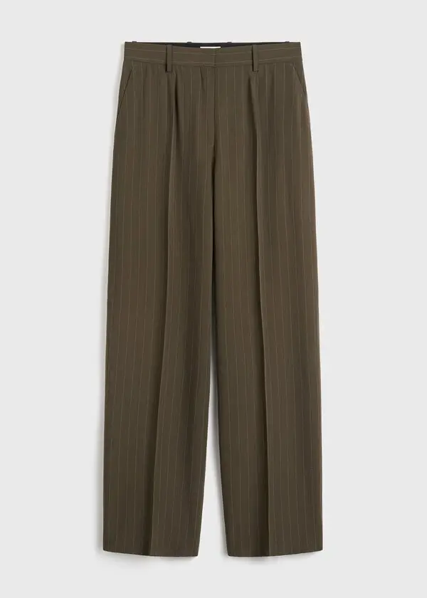 TOTÊME Wide Pinstriped Trousers - Pepper