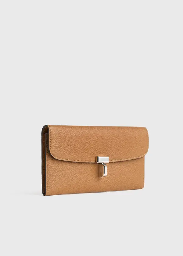 TOTEME T-lock Grained-leather Wallet - Brown