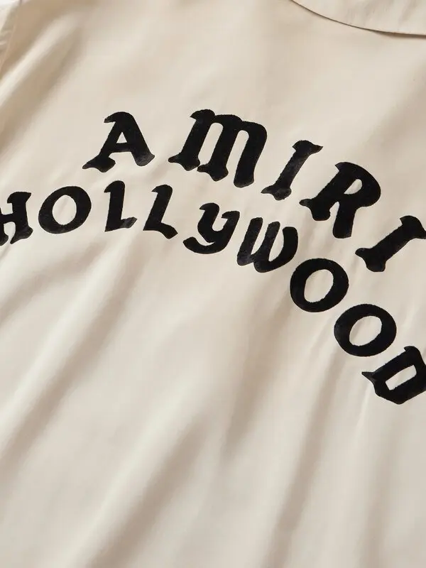 Amiri Convertible-collar Logo-flocked Modal-blend Shirt
