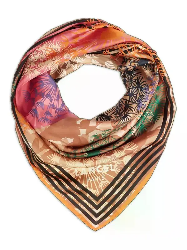 LANCEL Quadri Feux D'artifice-motif Scarf - Orange