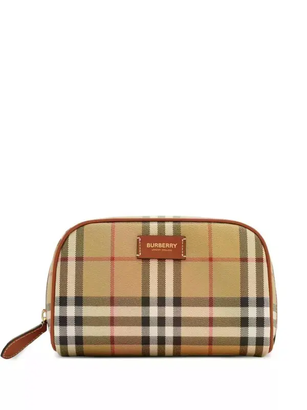 Burberry Small Check Travel Pouch - Neutrals
