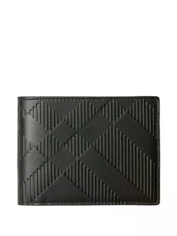 Burberry Embossed Check Bi-fold Wallet - Black