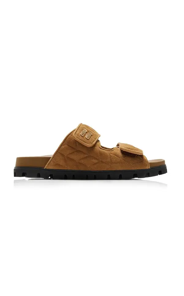 Miu Miu Suede Fussbett Sandals - Olive