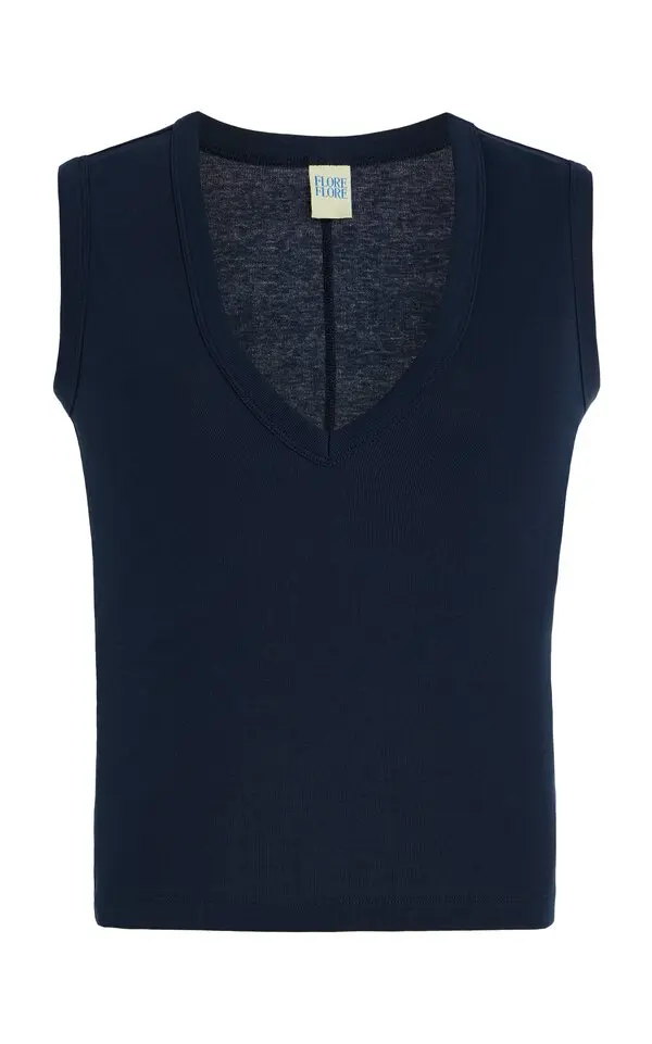 FLORE FLORE Dewi Cotton Tank Top - Navy