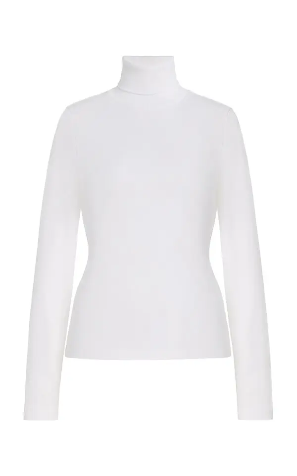 FLORE FLORE Dinah Cotton Turtleneck Top - White