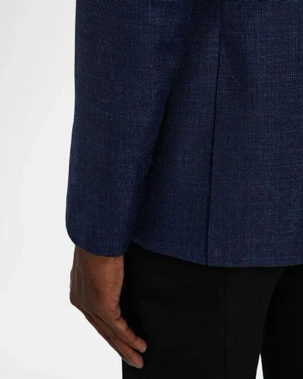 Canali Apos;s Textured Wool-blend Notch Lapel Blazer