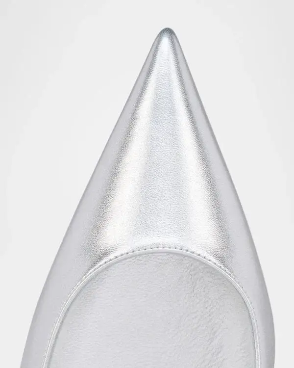 CHRISTIAN LOUBOUTIN 100mm Miss Z Metallic Leather Pumps - Silver