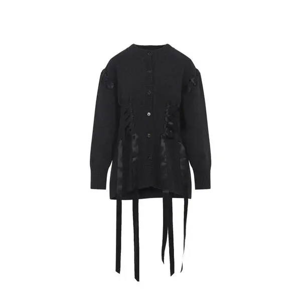 Simone Rocha Sculpted Ribbon Corset Merino Wool Cardigan