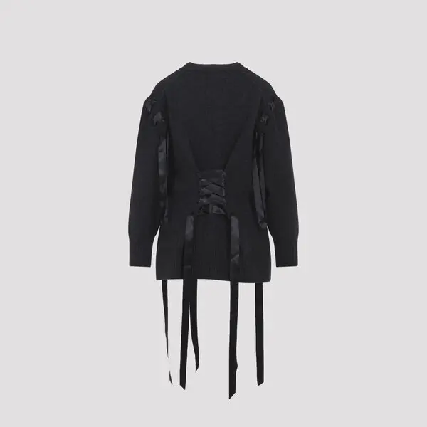 Simone Rocha Sculpted Ribbon Corset Merino Wool Cardigan
