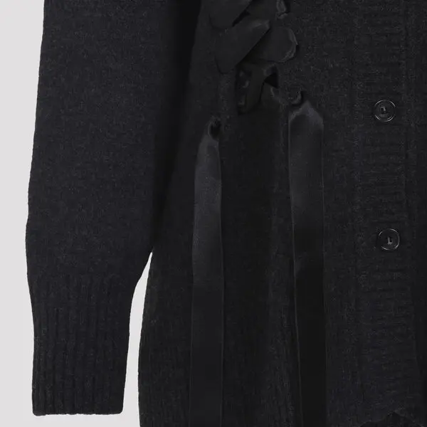 Simone Rocha Sculpted Ribbon Corset Merino Wool Cardigan