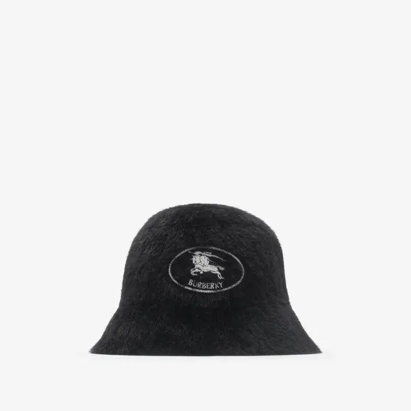 Burberry Knight Stamp Faux Fur Bucket Hat - Black