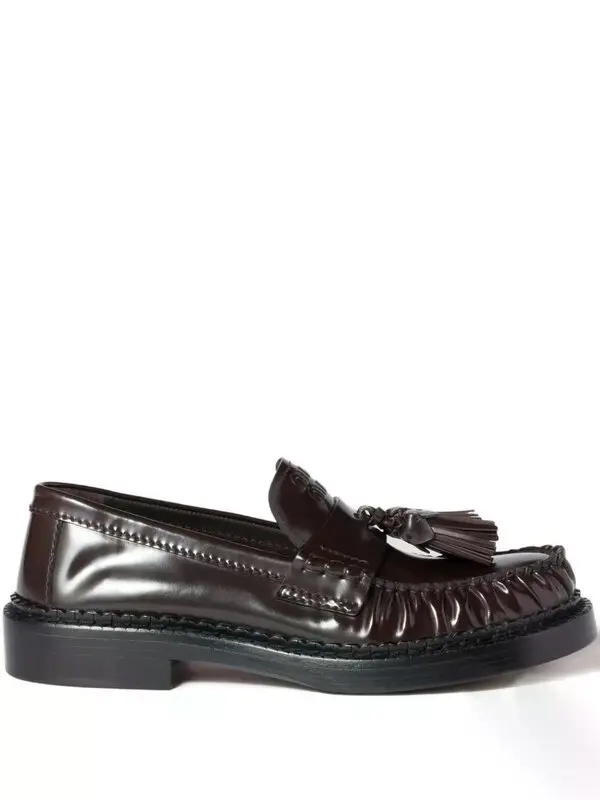 Miu Miu Tassel Leather Loafers - Brown