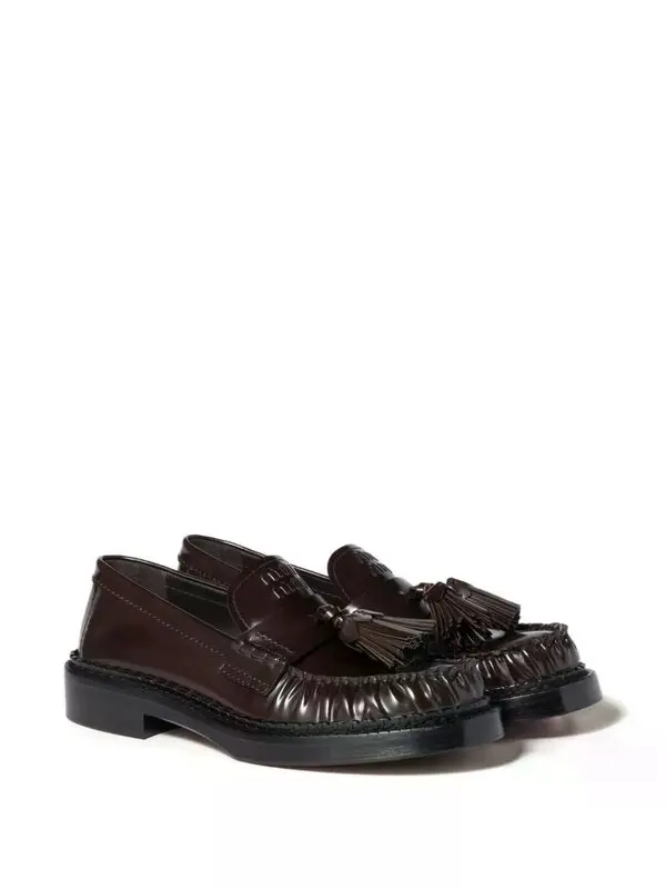 Miu Miu Tassel Leather Loafers - Brown