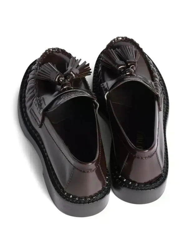 Miu Miu Tassel Leather Loafers - Brown
