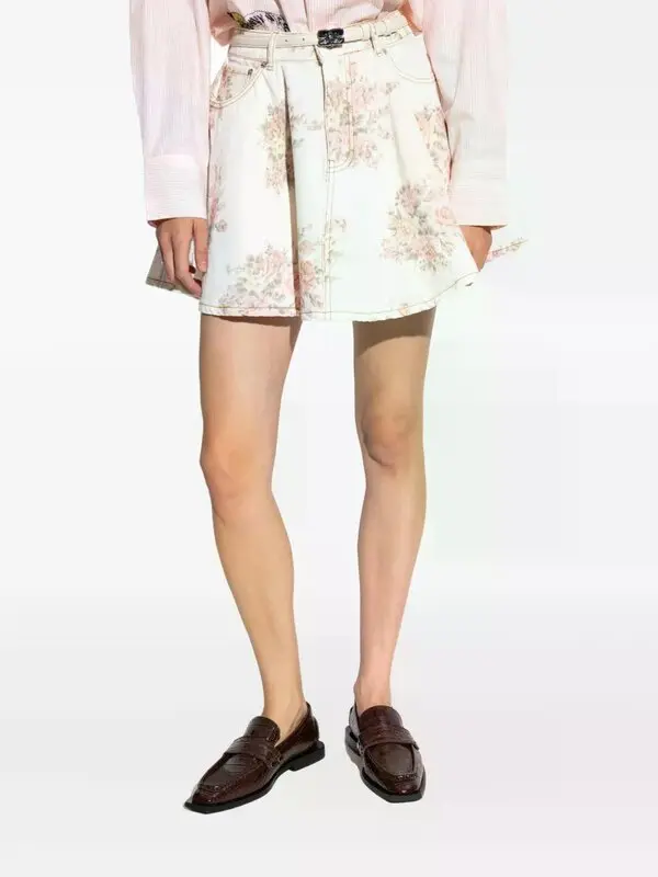 GANNI Floral A-line Skirt - White